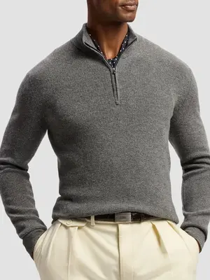 Ralph Lauren Purple Label Textured Cashmere Quarter-zip Sweater
