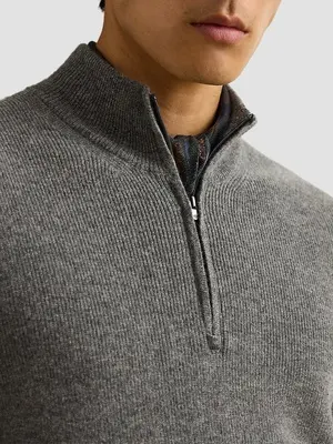 Ralph Lauren Purple Label Textured Cashmere Quarter-zip Sweater