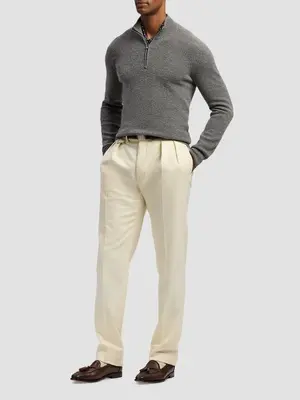 Ralph Lauren Purple Label Textured Cashmere Quarter-zip Sweater