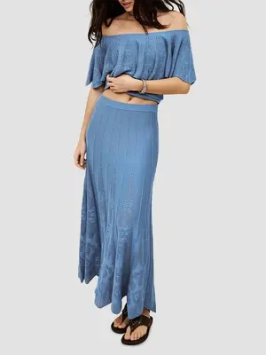 Ba&sh Serta Geometric Openwork A-line Maxi-skirt - Orage