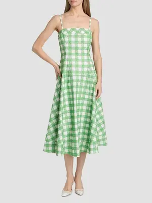 Rosie Assoulin Drop Me A Note Plaid Cotton Midi-dress