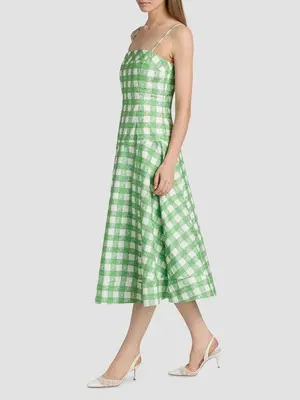 Rosie Assoulin Drop Me A Note Plaid Cotton Midi-dress