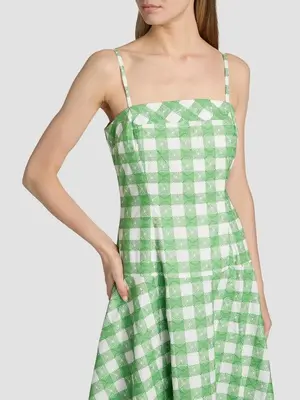Rosie Assoulin Drop Me A Note Plaid Cotton Midi-dress
