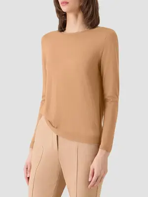Akris Fine-gauge Knit Cashmere-silk Sweater - Camel