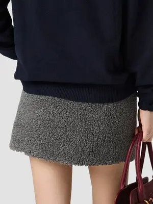 Miu Miu Fleece Mini Skirt - Grey