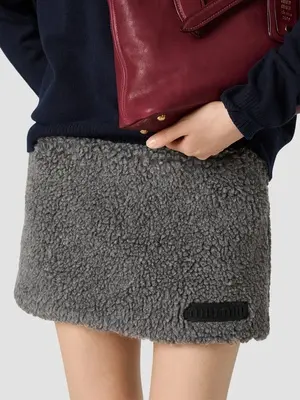 Miu Miu Fleece Mini Skirt - Grey