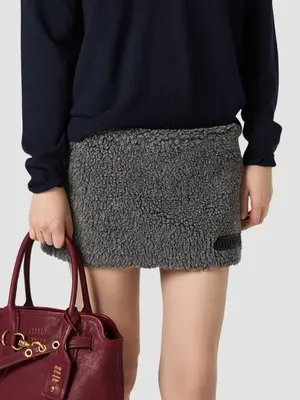 Miu Miu Fleece Mini Skirt - Grey