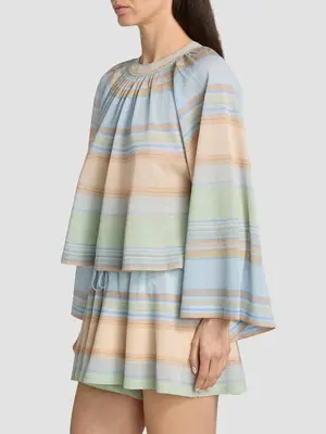Zimmermann Indra Striped Bell-sleeve Knit Top
