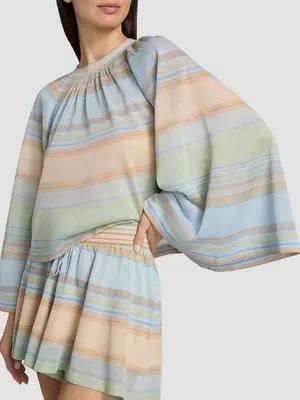 Zimmermann Indra Striped Bell-sleeve Knit Top
