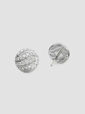 David Yurman Sculpted Cable Stud Earrings In Sterling With Diamonds, 9mm