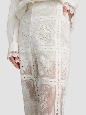 Zimmermann Aster Embroidered Lace Pants