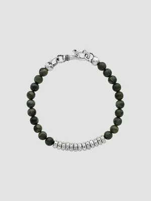 John Varvatos Simit Sterling & Canadian Jade Beaded Bracelet - Silver