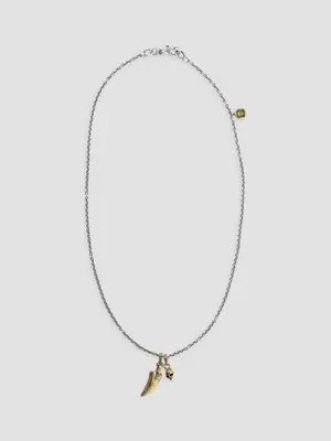 John Varvatos Artisan Two-tone T-rex Tooth Skull Pendant Necklace