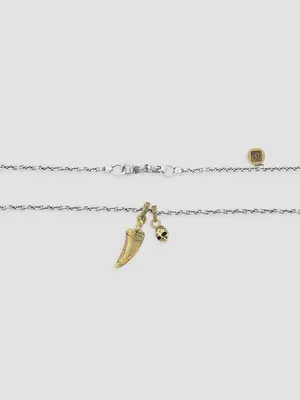John Varvatos Artisan Two-tone T-rex Tooth Skull Pendant Necklace
