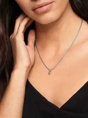 David Yurman Mini Heart Amulet In Sterling Silver With 14k Yellow Gold, 7.2mm