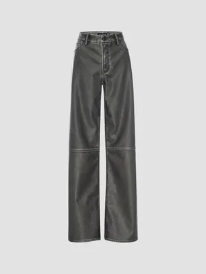 Good American Good Skate Faux-leather Wide-leg Pants
