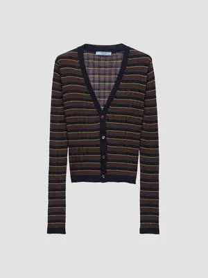 Prada Striped Cashmere And Silk Cardigan