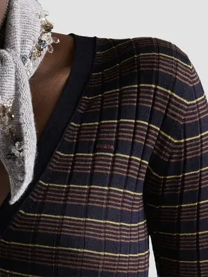 Prada Striped Cashmere And Silk Cardigan