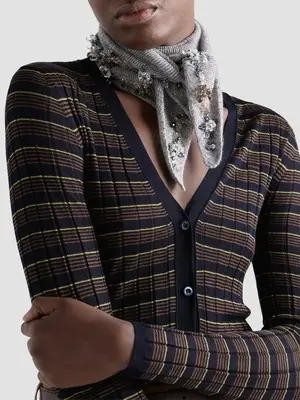 Prada Striped Cashmere And Silk Cardigan