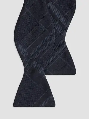 Ralph Lauren Purple Label Plaid Silk-cashmere Bow Tie - Navy