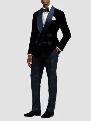 Ralph Lauren Purple Label Plaid Silk-cashmere Bow Tie