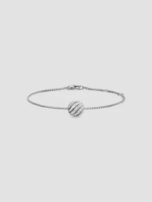 David Yurman Sculpted Cable Center Station Chain Bracelet In Sterling With Diamonds, 10mm - Silver