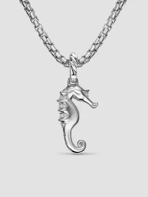 David Yurman Seahorse Amulet In Sterling Silver With Diamonds, 22mm