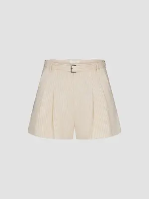 FRAME The Striped Soho Wide-leg Belted Shorts