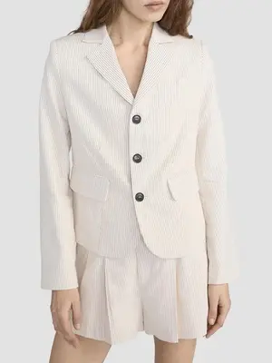 FRAME Striped Cotton-blend Single-breasted Blazer