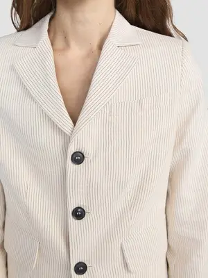 FRAME Striped Cotton-blend Single-breasted Blazer