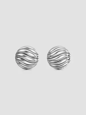 David Yurman Sculpted Cable Stud Earrings In Sterling 9mm - Silver
