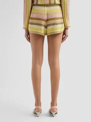 Zimmermann Indra Stripe Crochet Cotton Shorts