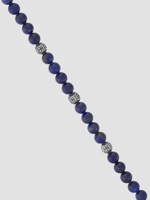 John Varvatos Gothic Sterling Silver & Lapis Lazuli Beaded Bracelet