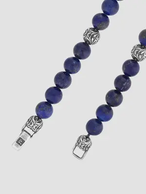 John Varvatos Gothic Sterling Silver & Lapis Lazuli Beaded Bracelet