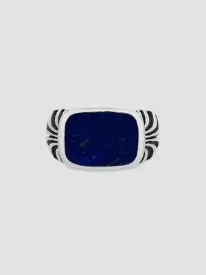 John Varvatos Deco Sterling Silver & Lapis Lazuli Signet Ring