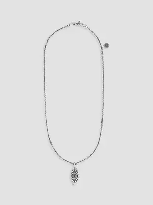 John Varvatos Deco Sterling Silver & 0.15 Tcw Black Diamond Pendant Necklace