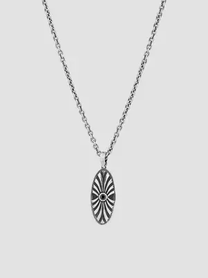 John Varvatos Deco Sterling Silver & 0.15 Tcw Black Diamond Pendant Necklace - Grey