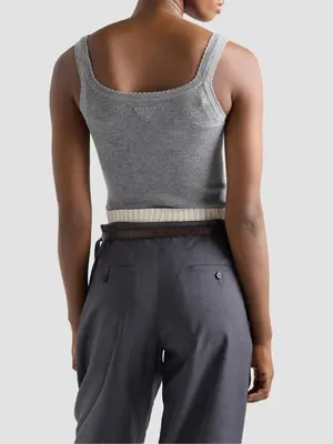 Prada Ribbed Knit Cashmere Tank Top