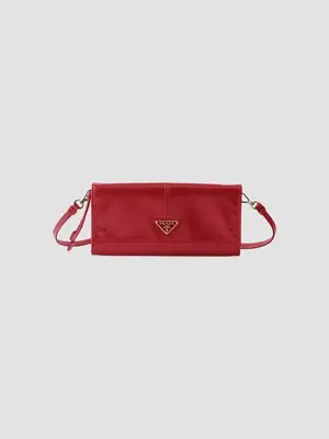 Prada Leather Wallet With Shoulder Strap - Red