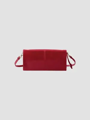Prada Leather Wallet With Shoulder Strap - Red