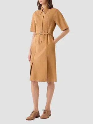 Akris Suede Belted Shirtdress