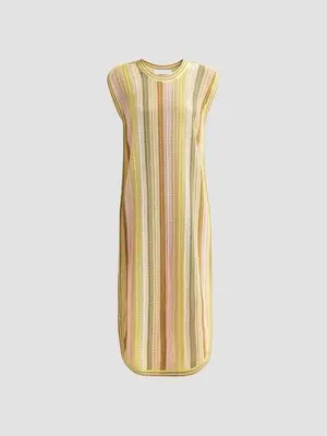 Zimmermann Indra Striped Crochet Cotton Midi Dres