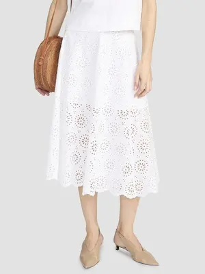 FRAME The Solstice Eyelet Midi-skirt