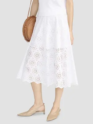 FRAME The Solstice Eyelet Midi-skirt