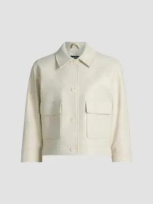 LAMARQUE Elara Faux Leather Shirt Jacket - Bone
