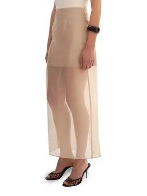LAMARQUE Farley Sheer Maxi Skirt - Beige