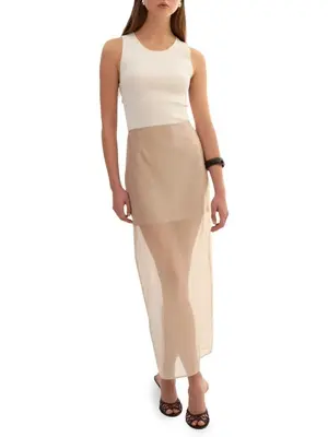 LAMARQUE Farley Sheer Maxi Skirt - Beige