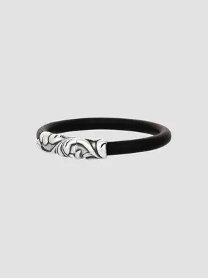 John Varvatos Gothic Leather & Sterling Silver Bracelet - Grey