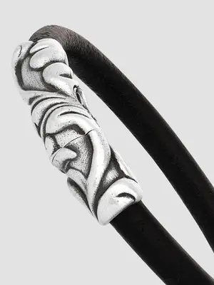 John Varvatos Gothic Leather & Sterling Silver Bracelet