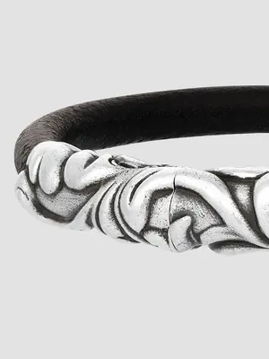 John Varvatos Gothic Leather & Sterling Silver Bracelet